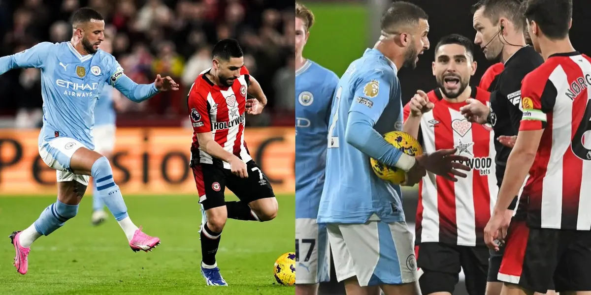 Kyle Walker furious during Brentford v Man City, what Maupay said to him