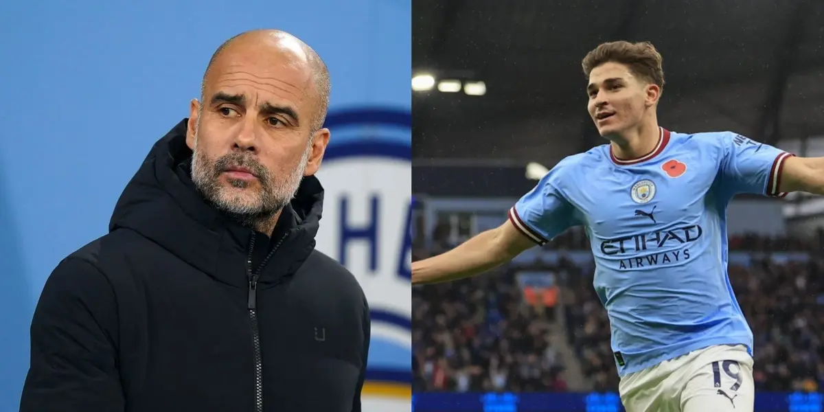 Pep Guardiola's incredible reaction after Julián Álvarez's goal against ...